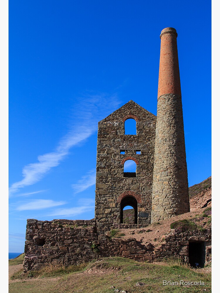 "Blank Cornish greeting card of Wheal Coates engine house." Sticker for ...