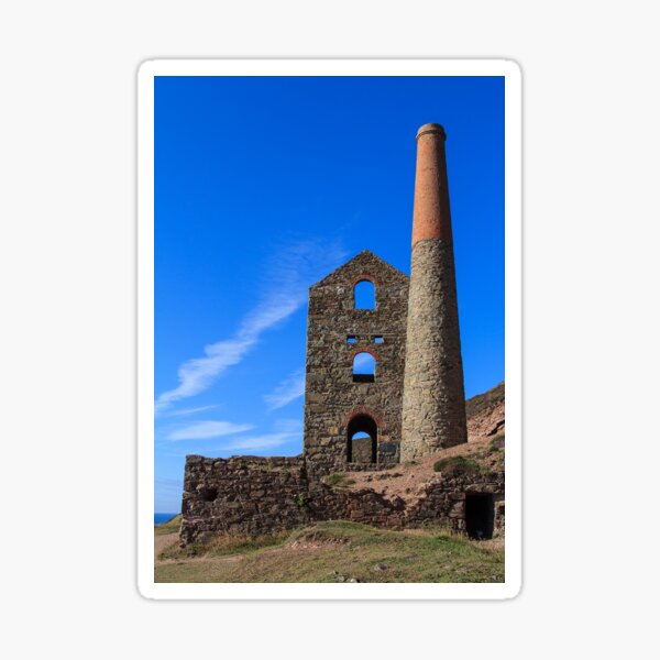 "Blank Cornish greeting card of Wheal Coates engine house." Sticker for ...