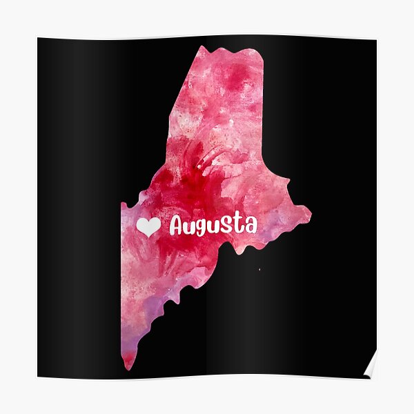 "Maine Augusta USA Map watercolor blue Augusta watercolour" Poster for ...