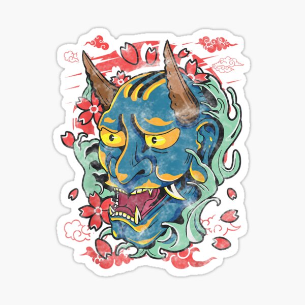 "Oni-Japanese-Demon-Mask" Sticker for Sale by jipko1657 | Redbubble