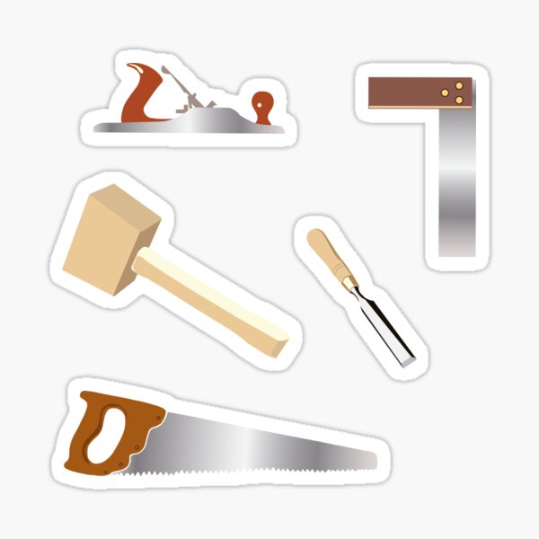 "Carpenter's Toolkit Illustrated Pattern | Woodworking Tools" Sticker ...