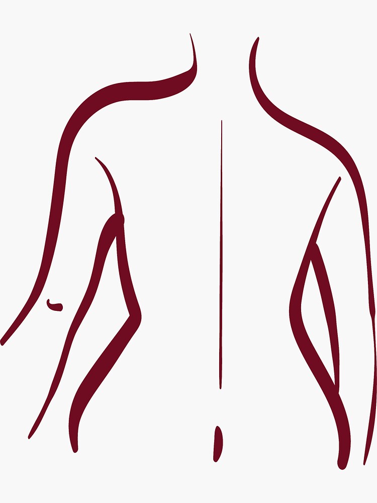 " Female body simple line illustration essentialized shape, nude woman ...