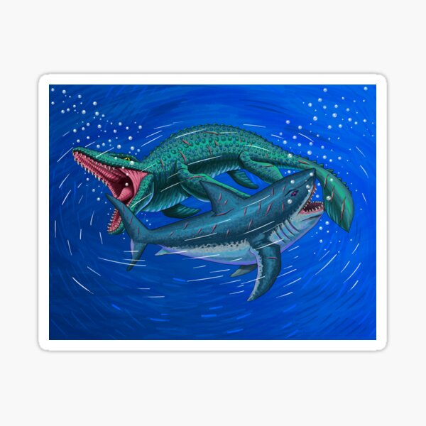"Mosasaurus vs Megalodon " Sticker for Sale by dinotv | Redbubble