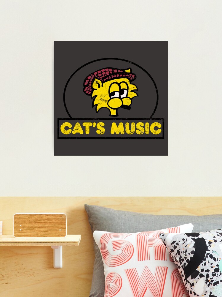 90s Music Symbols Blue Cat