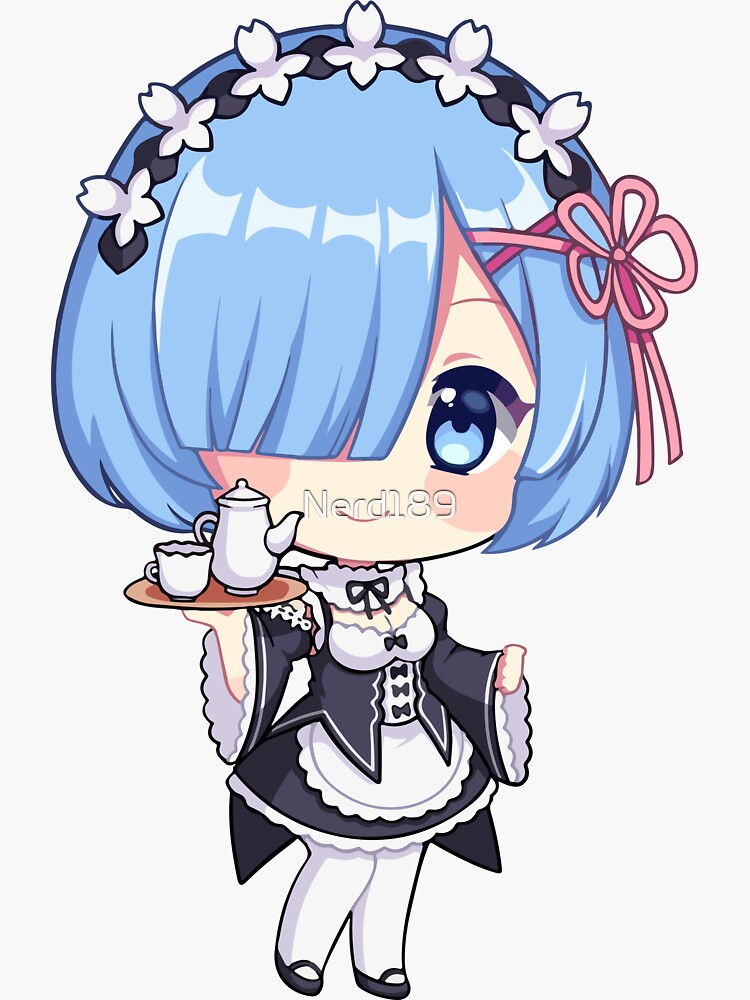 "Re:Zero Rem Chibi" Sticker for Sale by Nerd189 | Redbubble