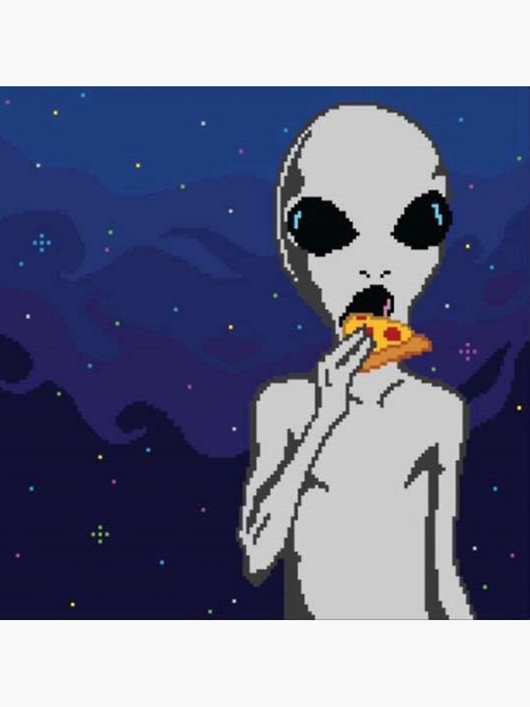 "Alien Eating Pizza" Art Print by LeiAnnPaige0221 | Redbubble