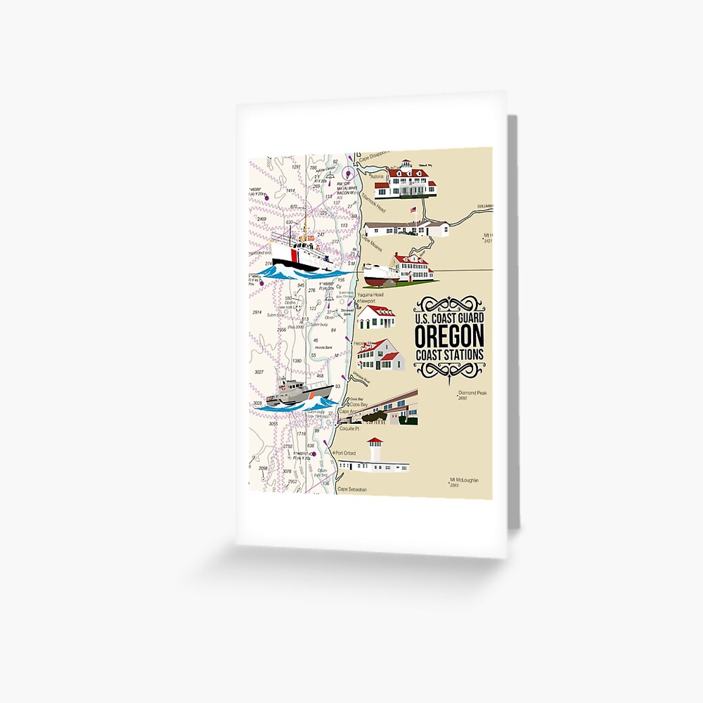 "Chart Art - Coast Guard Oregon Coast Stations" Sticker for Sale by ...