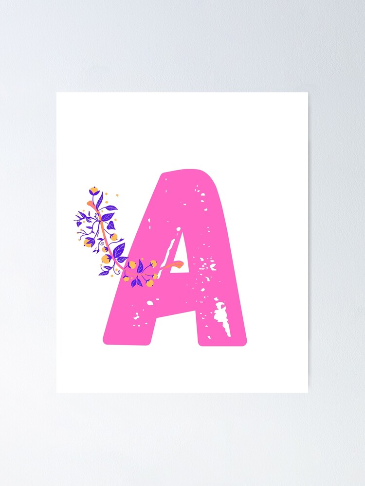 "Cute Letter A in Pink " Poster for Sale by LiteFeather1 | Redbubble