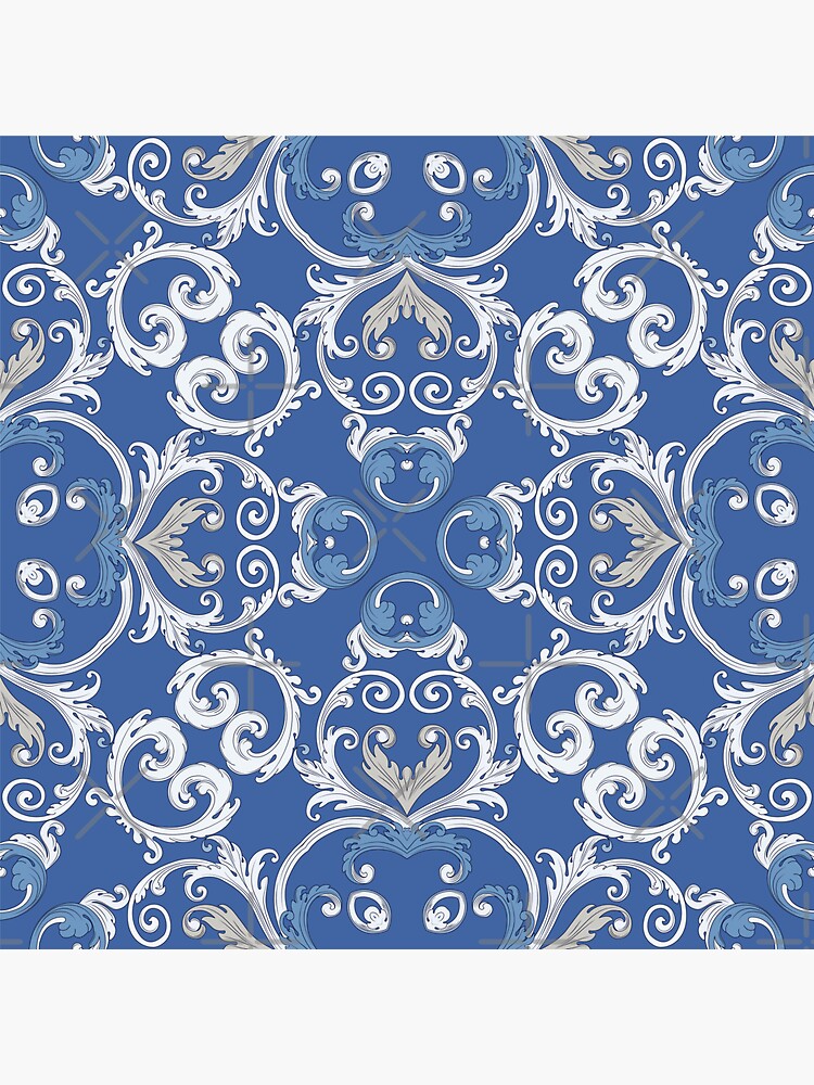 "Decorative blue pattern in Baroque style." Sticker by IrinaGuArt ...