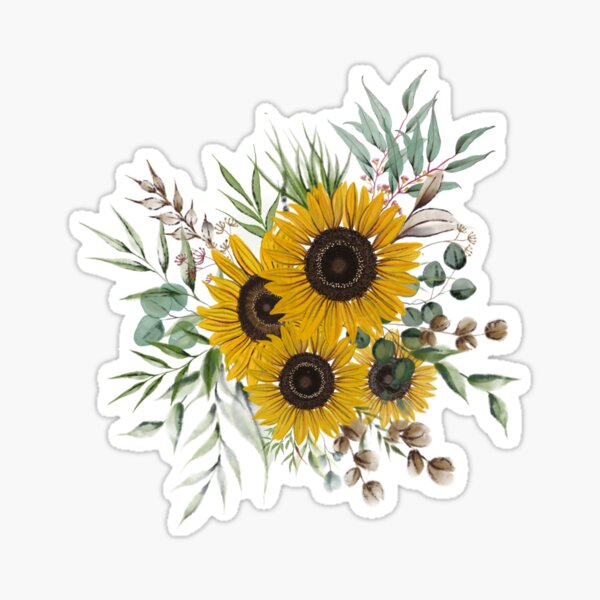 "Sunflowers Bouquet" Sticker for Sale by BlushPearls | Redbubble