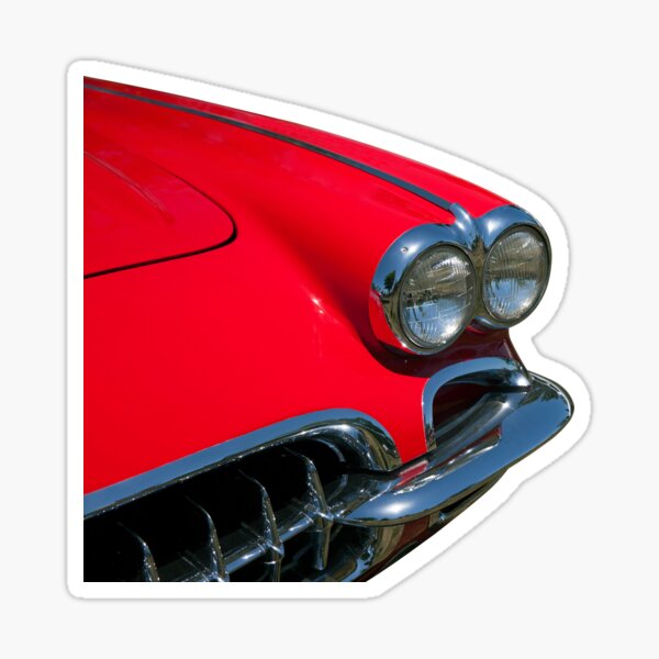 "Chevrolette Corvette 1958 Headlights and Bumper Details" Sticker for ...
