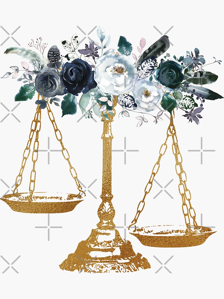 "Lawyer Office Decor, Scales of Justice Floral Print summer blue roses ...