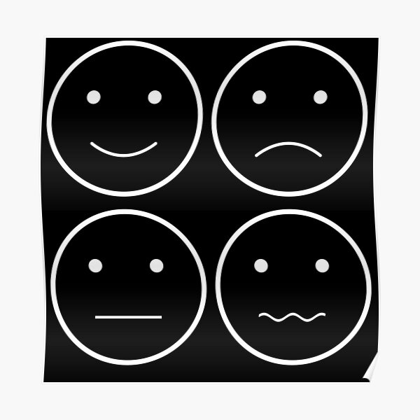 "4 Moods Faces Grid Minimal Design (Lines Collection)" Poster by ...