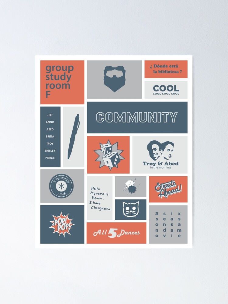 "community collage gray / orange" Poster for Sale by jennlang | Redbubble
