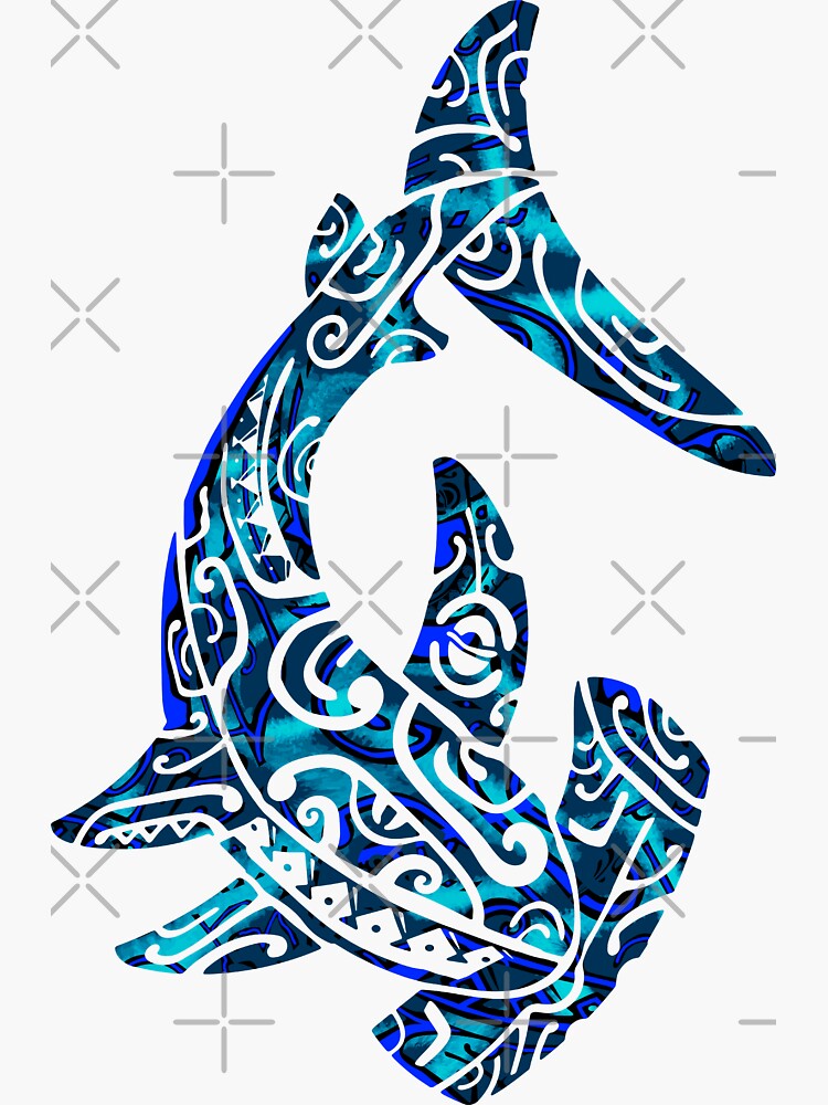 "Vintage Hawaiian Tribal Hammerhead Shark" Sticker by sunnthreads ...