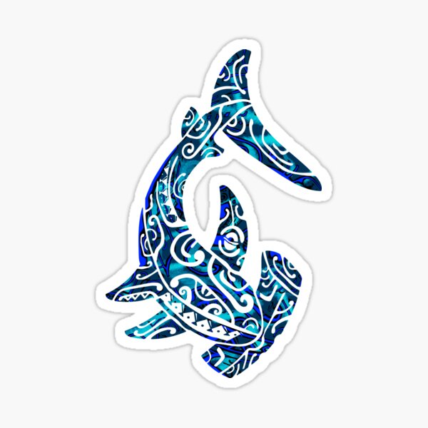 "Vintage Hawaiian Tribal Hammerhead Shark" Sticker by sunnthreads ...