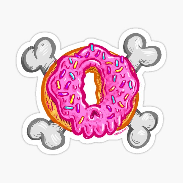 "Bone-nut The Donut Skull" Sticker for Sale by nate-bear | Redbubble