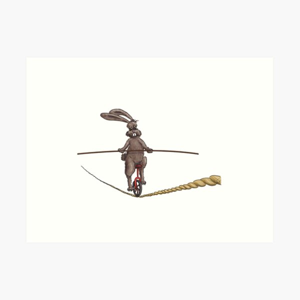 "Unicycle Rabbit" Art Print by Taras-Artworld | Redbubble
