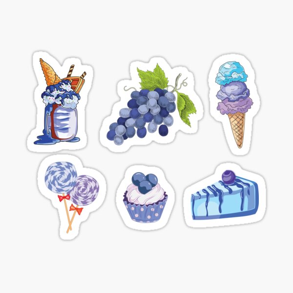 "Blue Color Themed Food Items" Sticker for Sale by Foodie3 | Redbubble