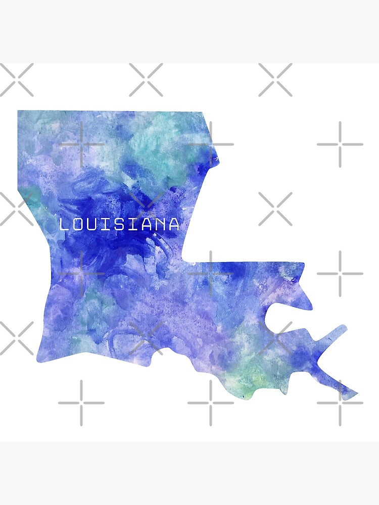 Louisiana State Usa Map Watercolor Blue Baton Rouge La Watercolour