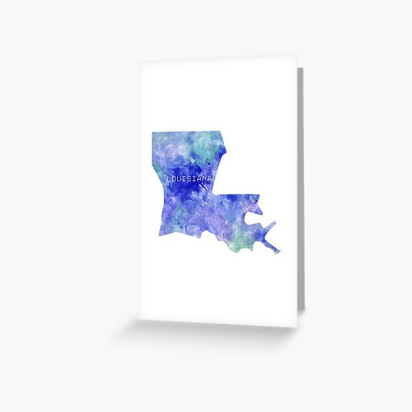 "Louisiana state USA Map watercolor blue Baton Rouge LA watercolour ...