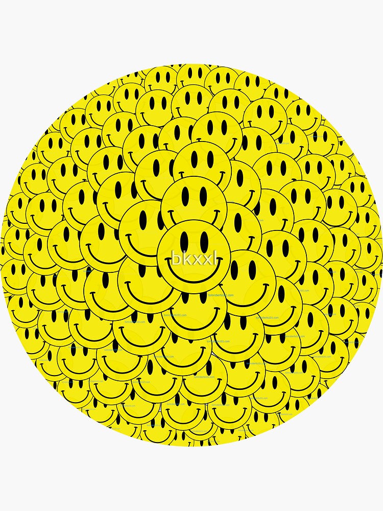 "Happy Hour - Swarm of Smiley Faces" Sticker for Sale by bkxxl | Redbubble