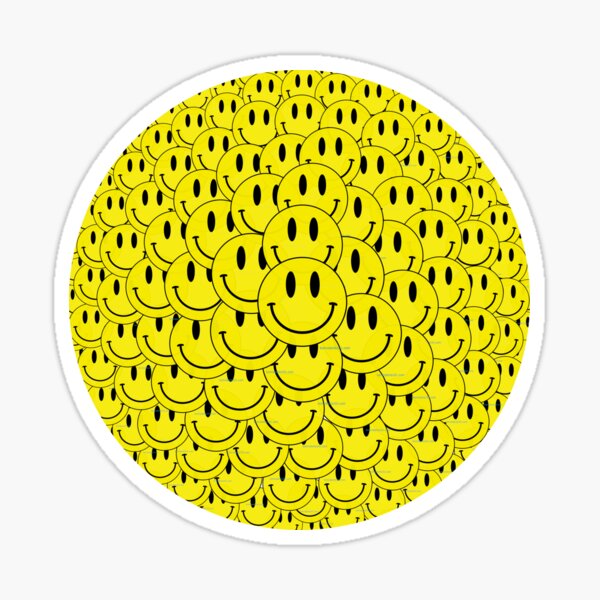 "Happy Hour - Swarm of Smiley Faces" Sticker for Sale by bkxxl | Redbubble