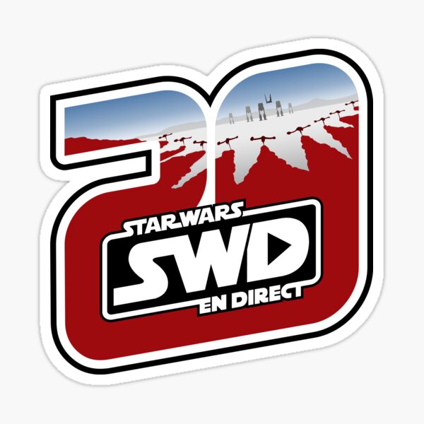 "SWD 20th Anniversary logo - TLJ" Sticker by swendirect | Redbubble