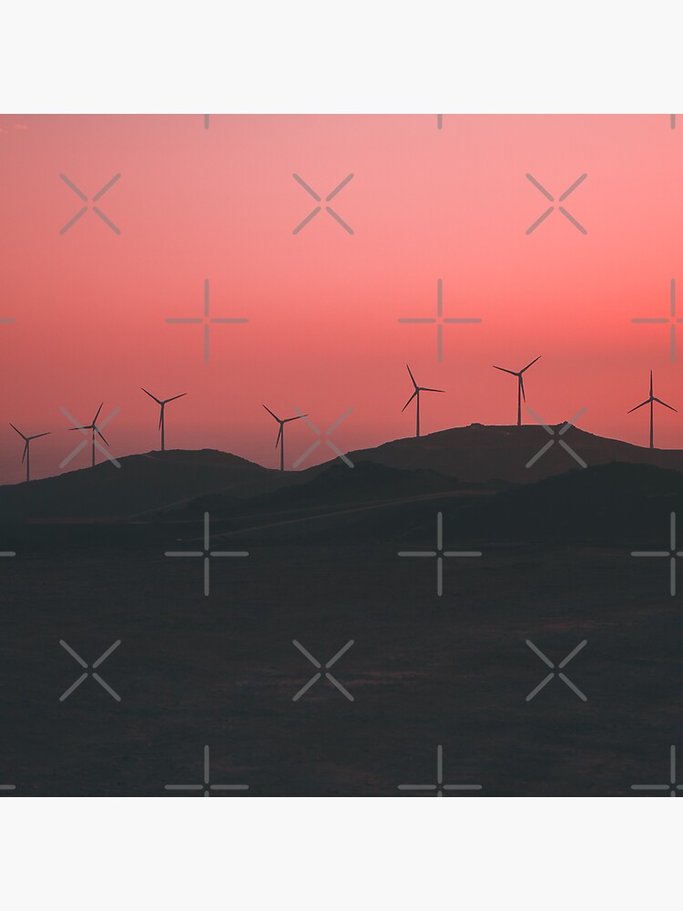 "Tarifa wind farm landscape at sunset II" Sticker for Sale by ...