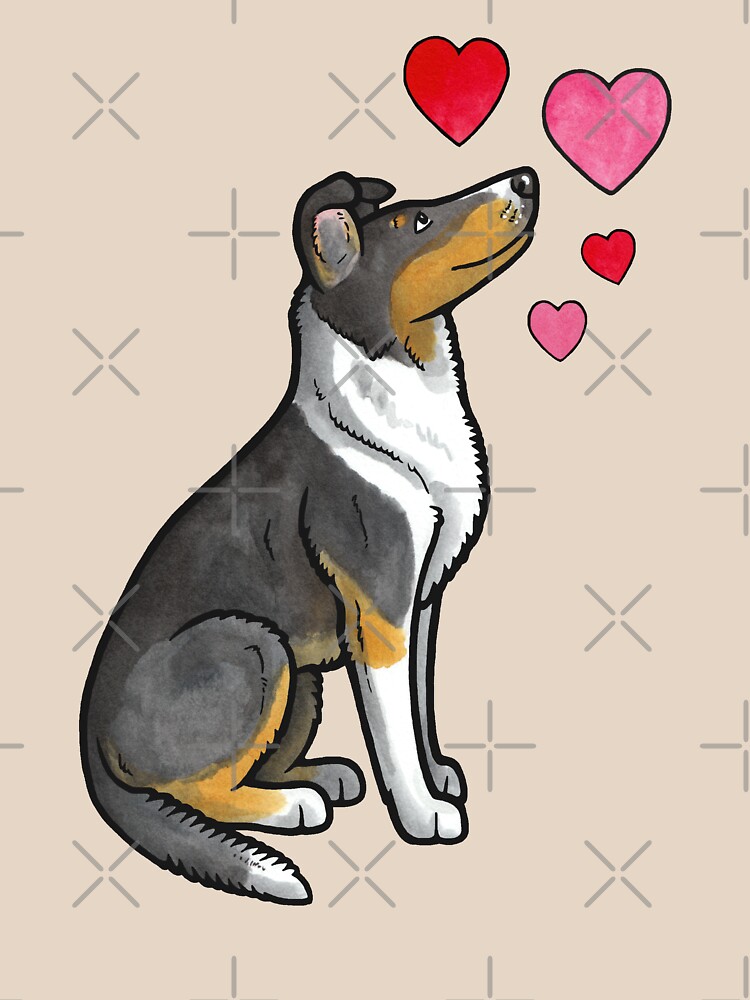 "Smooth Collie love (tricolour)" T-shirt for Sale by animalartbyjess ...