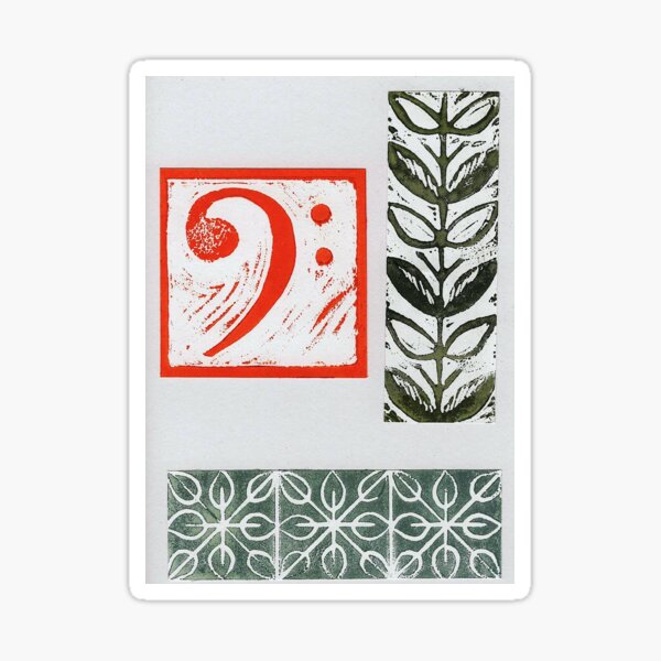 "Bass Clef Block Print 006a" Sticker by JHobbs1 | Redbubble