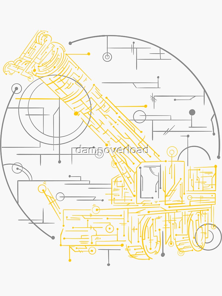 "Mobile Crane Geometric" Sticker for Sale by damnoverload | Redbubble