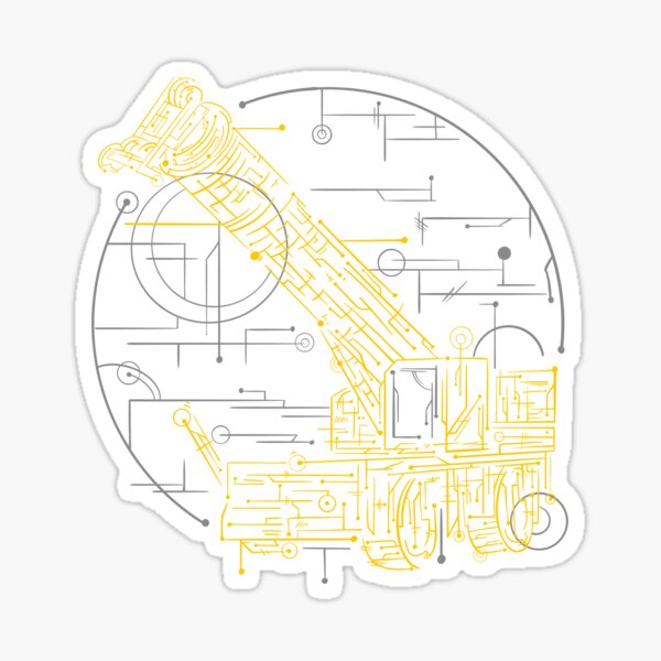 "Mobile Crane Geometric" Sticker for Sale by damnoverload | Redbubble
