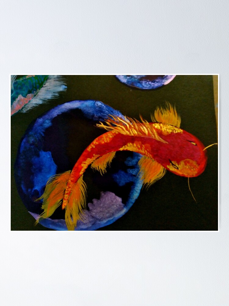 "The Golden Fire Koi" Poster for Sale by PaperBirchWitch | Redbubble