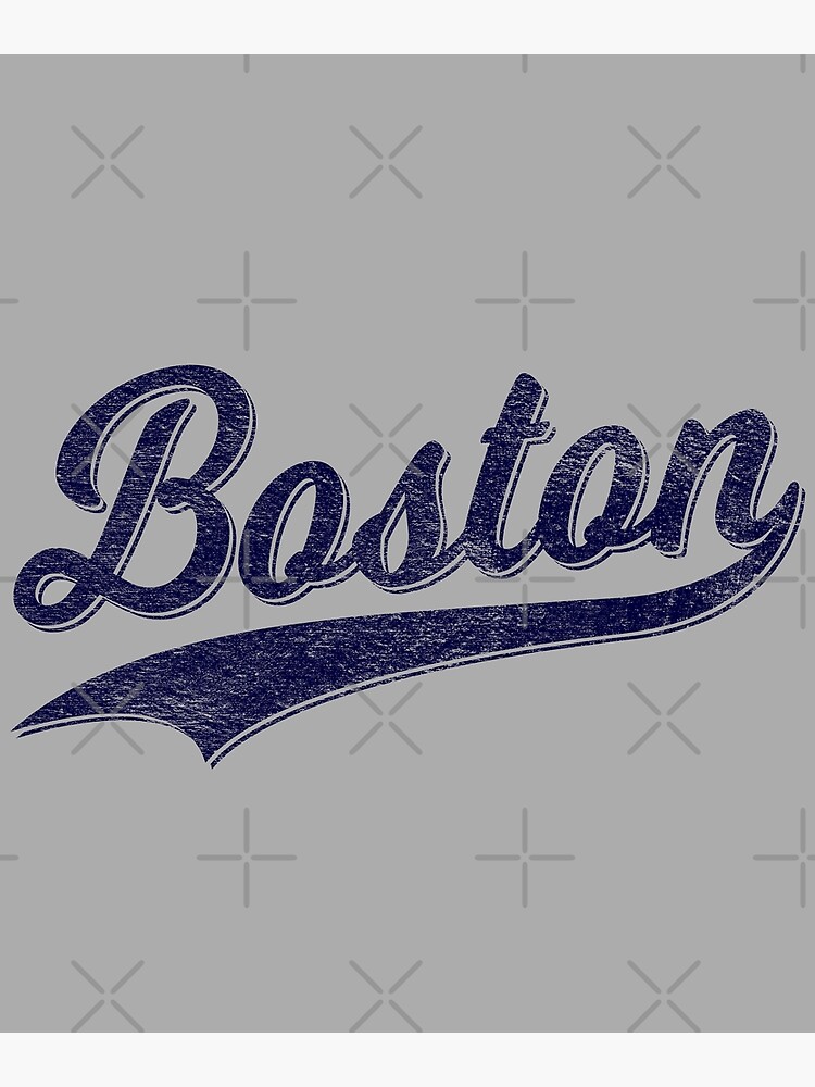 "CITY OF BOSTON SCRIPT CURSIVE TEXT (DISTRESSED BLUE)" Fotodruck von ...