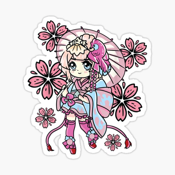 "Japanese Geisha Chibi Cute Anime Stuff for Girls" Sticker for Sale by ...