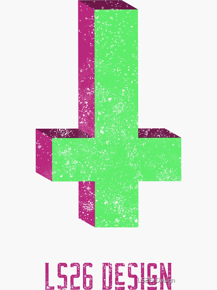 "Inverted Cross (Pink & Green) With LS26 Logo" Sticker for Sale by LS26 ...