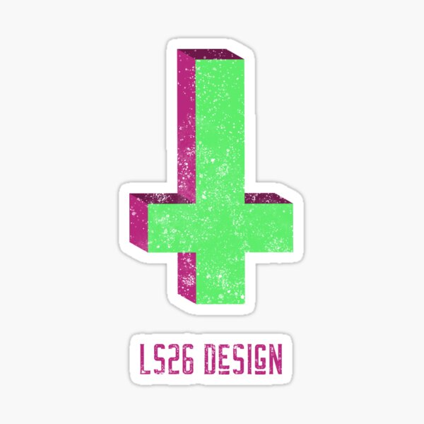 "Inverted Cross (Pink & Green) With LS26 Logo" Sticker for Sale by LS26 ...