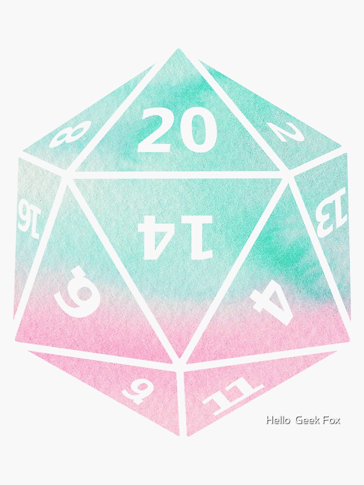 "D20 Pink/Aqua pastel" Sticker for Sale by FelixTurtle | Redbubble