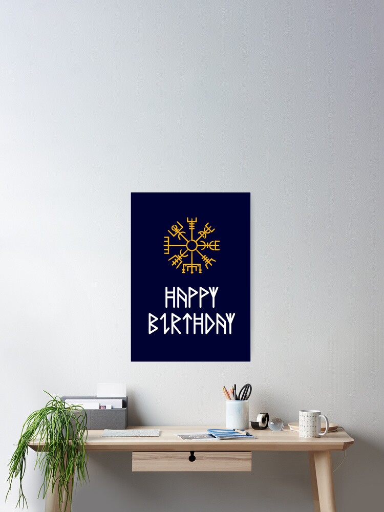 "Happy Birthday Viking Runes " Poster for Sale by neon-light | Redbubble