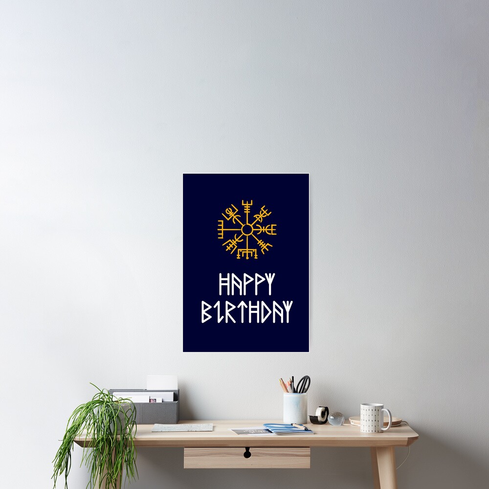 "Happy Birthday Viking Runes " Poster for Sale by neon-light | Redbubble