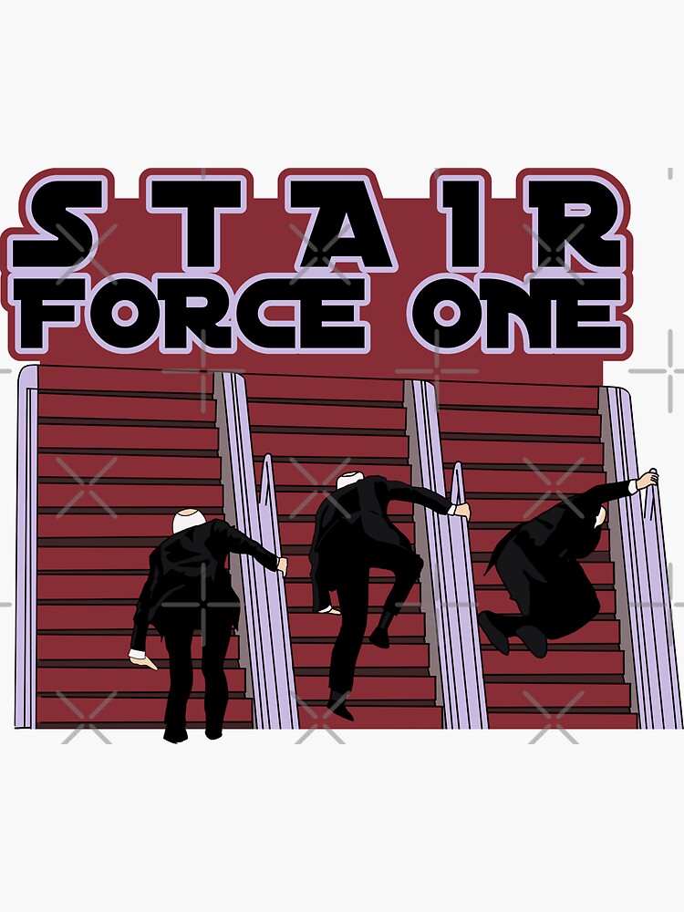 "stair force one joe biden falling meme" Sticker for Sale by itsmoemoe ...