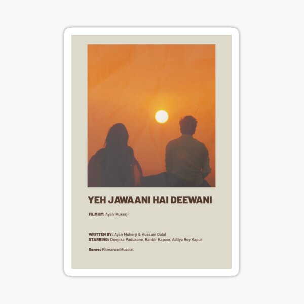 "Yeh Jawaani Hai Deewani - minimalist movie poster " Sticker for Sale ...