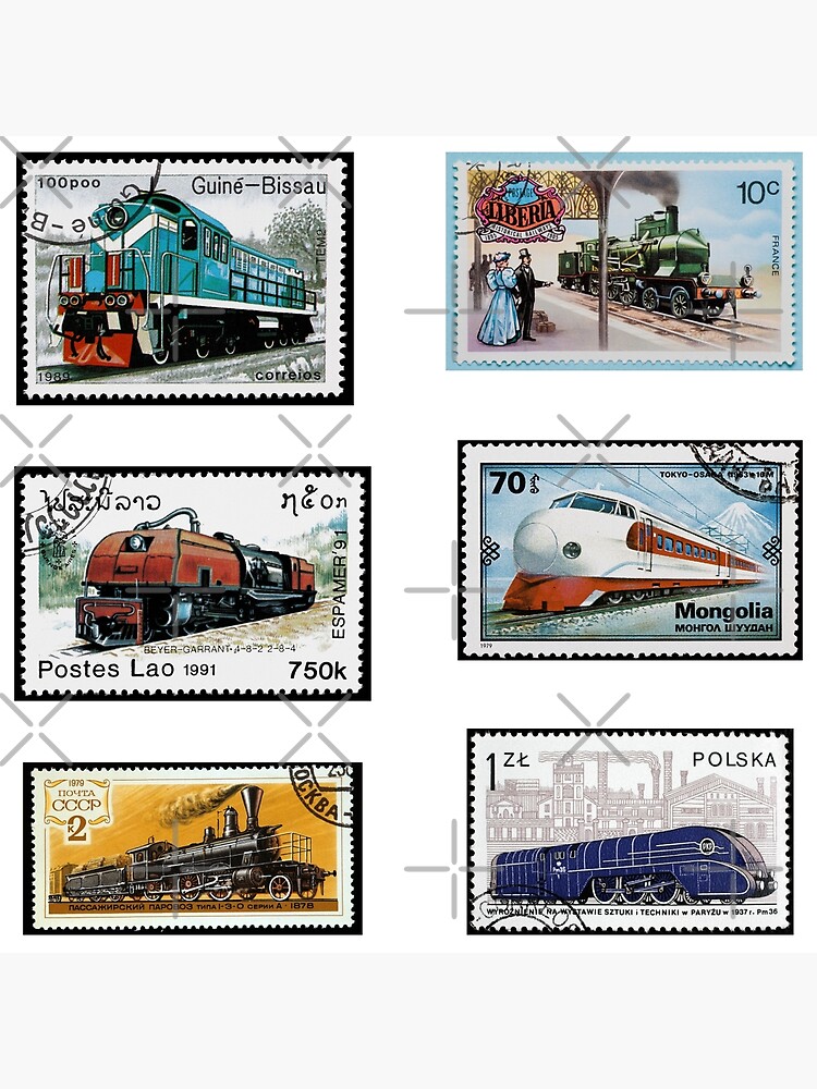 "Vintage Locomotive Train Stamp Postage Sticker Pack Passport Adventure ...