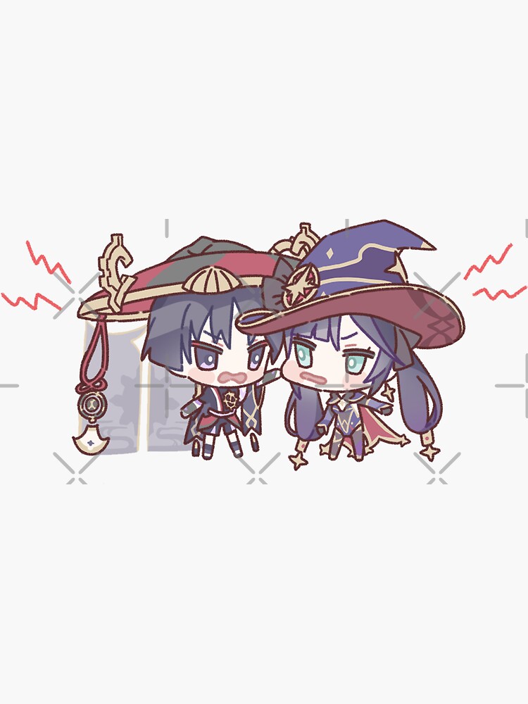 "Genshin Impact Chibi Mona and Scaramouche " Sticker for Sale by ...