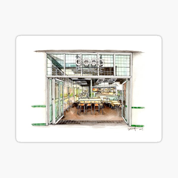 "The Good Place Restaurant" Sticker for Sale by dairiecillust | Redbubble