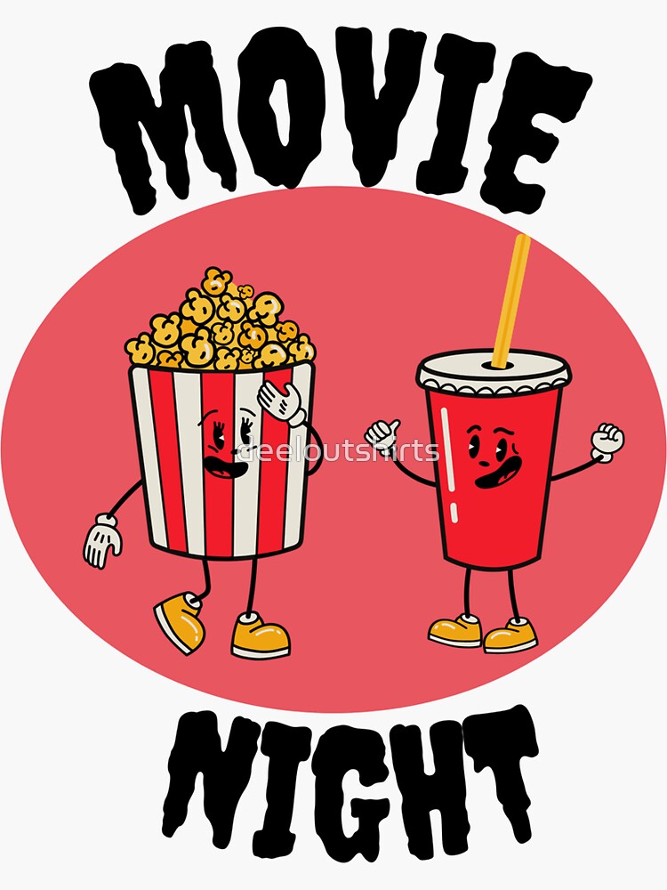 "Movie Night Sticker popcorn and soda" Sticker for Sale by ...