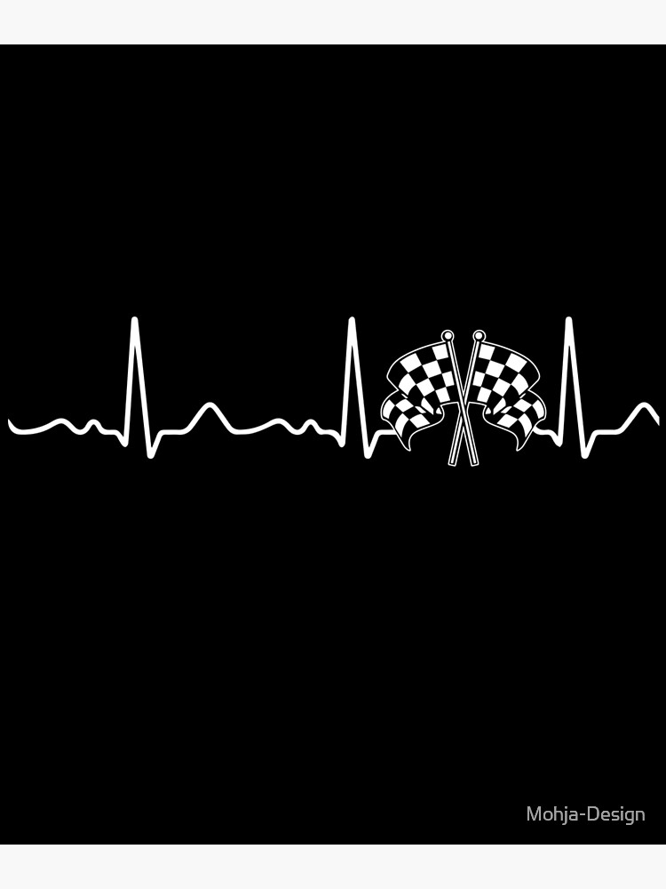 "Checkered flag - heartbeat, pulse, heart line, EKG" Poster by Mohja ...