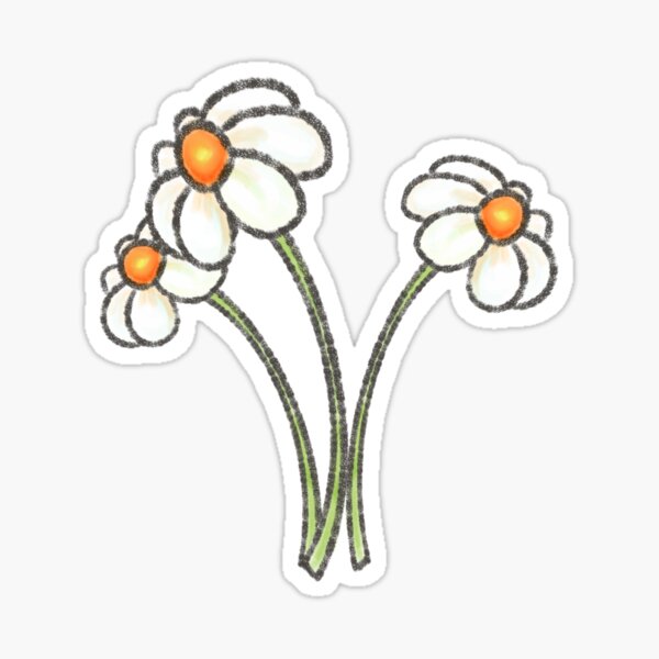 "Three Daisies" Sticker for Sale by DabbleArt | Redbubble