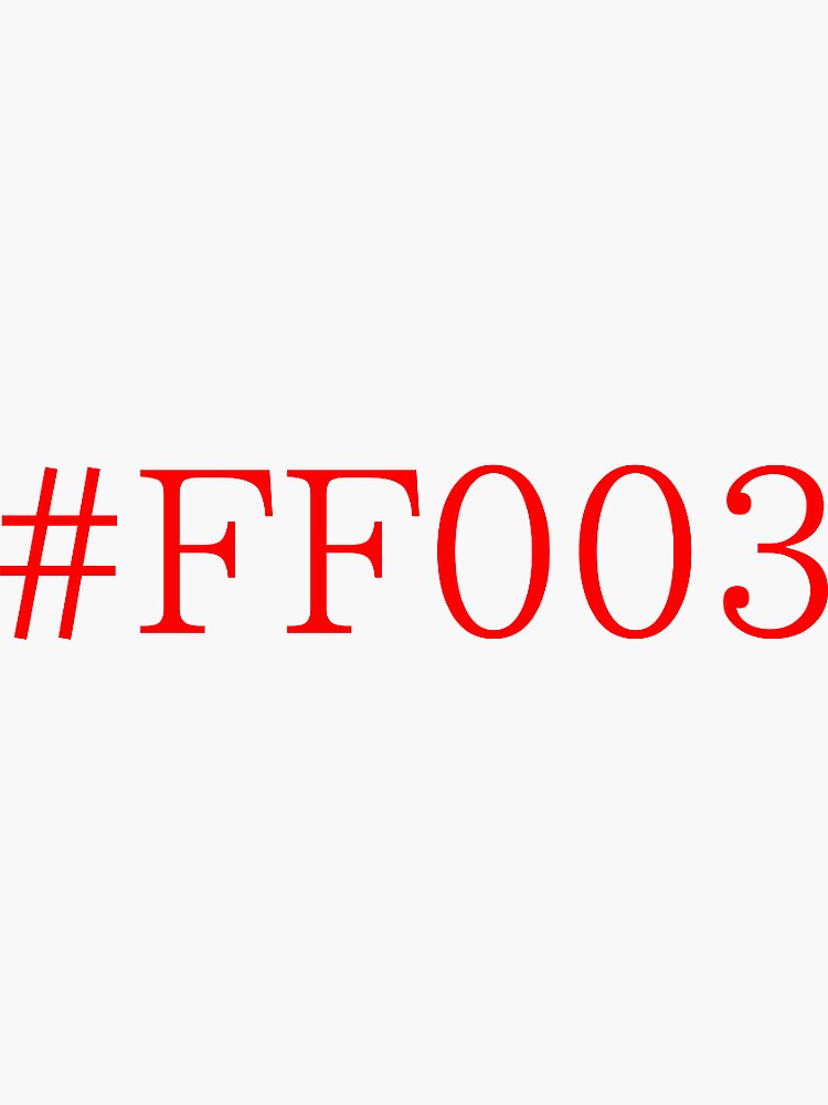 "HTML Color Code: #FF0003" Sticker for Sale by TheBattenworld | Redbubble